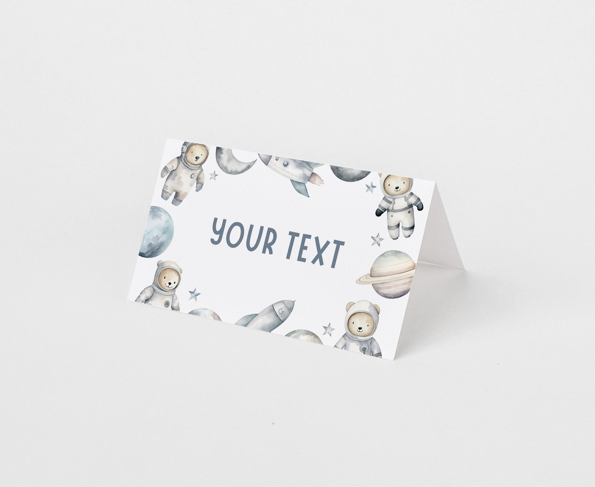 Astronaut Place Cards, Editable Printable Space Teddy Bear Galaxy ...