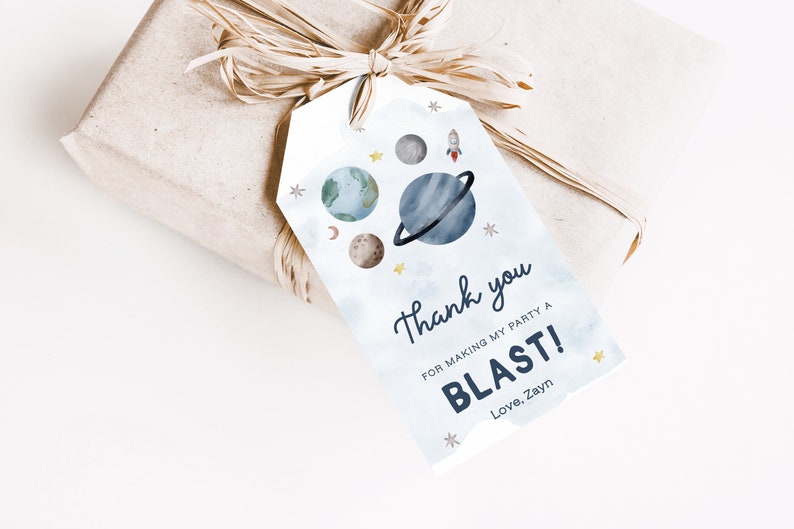 Editable Outer Space Favor Tags Space Birthday Thank You Label - Etsy