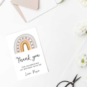 Colorful Birthday Thank You Card, Editable Printable Instant Download ...