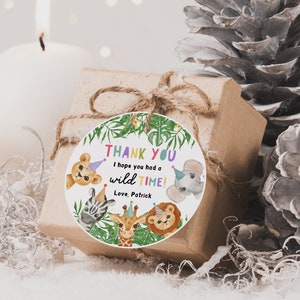Editable Party Animals Favor Tags, Girl or Boy Wild One Safari Animals ...