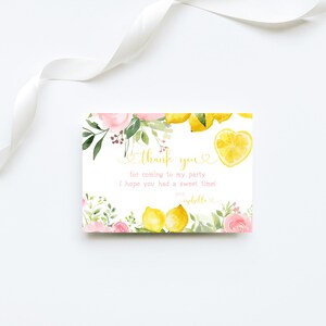 Lemon Thank You Card, Pink Floral 4x6 Editable Printable DIY Instant ...