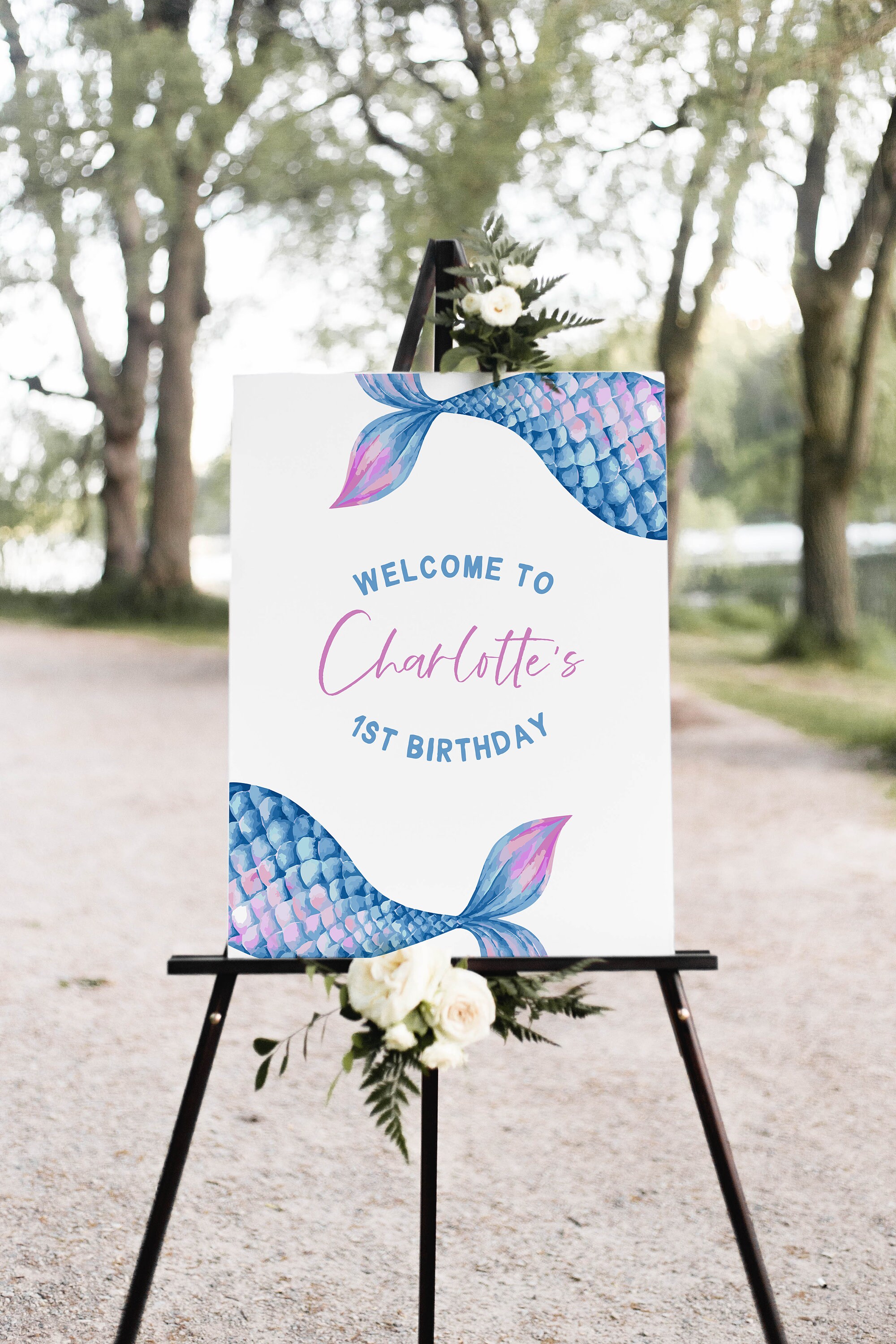 Mermaid Welcome Sign Editable Mermaid Birthday Sign Girl Mermaid Tail ...