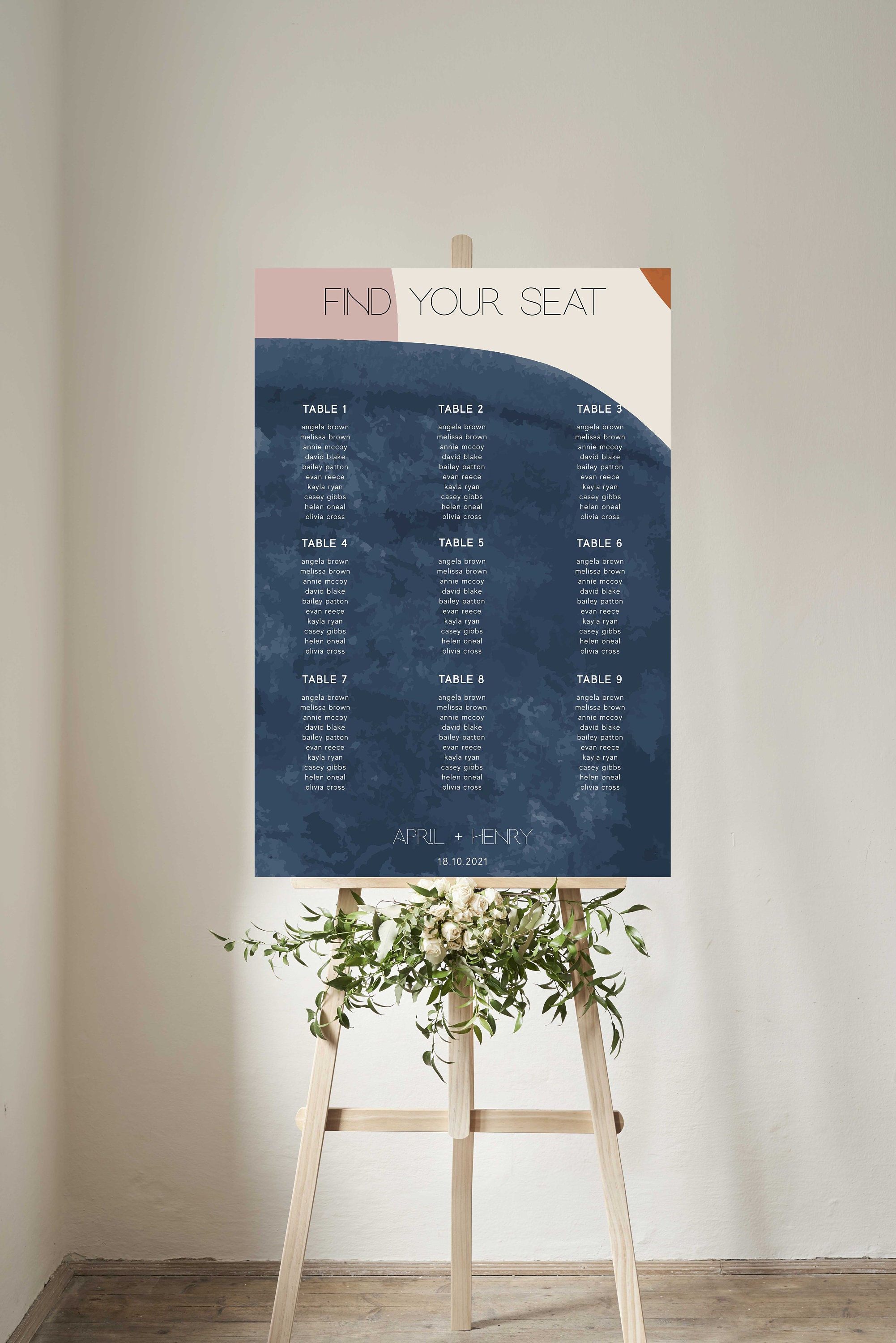 Seating Chart Editable Template, Printable Instant Download Modern Boho ...