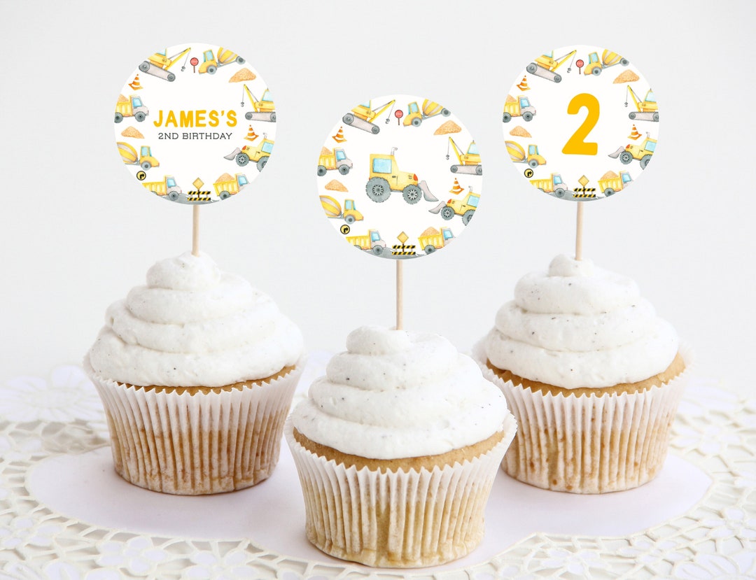 Construction Themed Cupcake Toppers Editable Template, Printable DIY ...