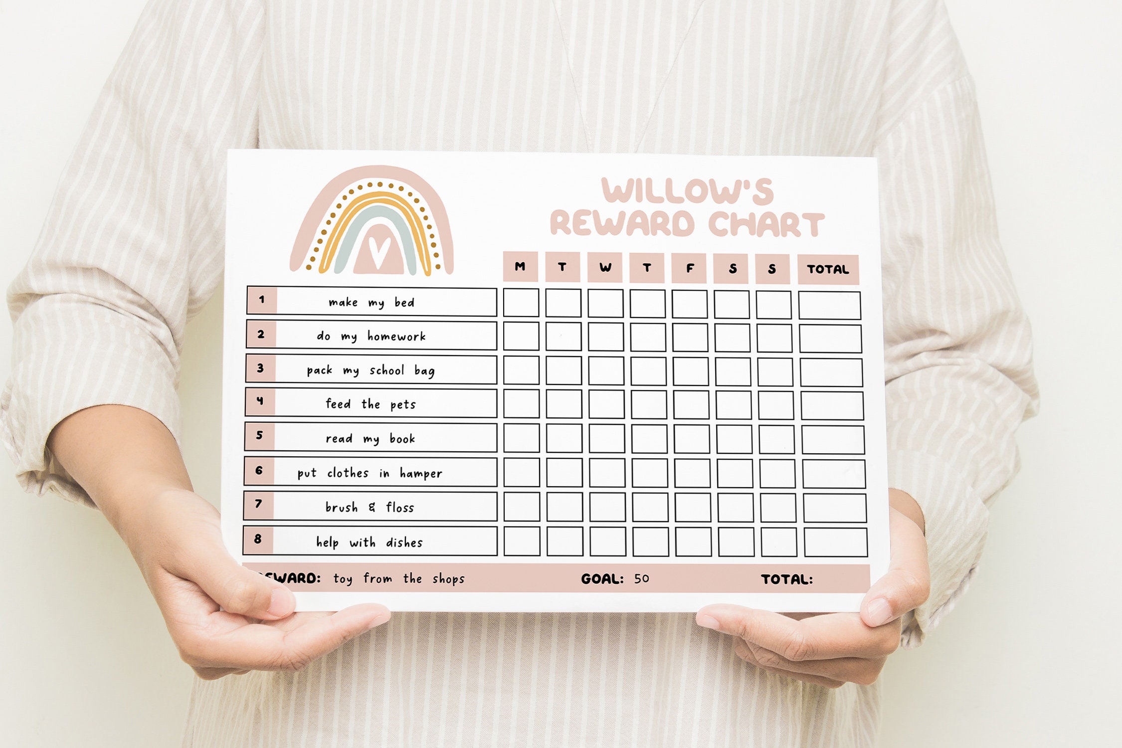 Kids Rewards Chart, Editable Printable Instant Download Girls Pastel ...