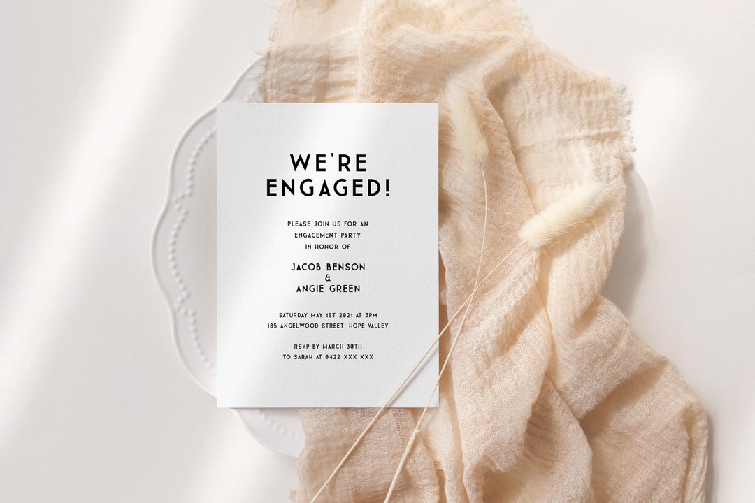Modern Engagement Invitation Template, We're Engaged Invitation ...