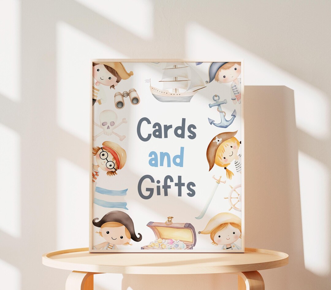 Pirate Cards and Gifts Table Sign, Editable Template Printable Instant ...