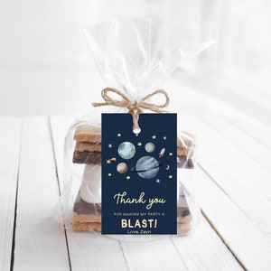 Editable Outer Space Favor Tags Space Birthday Thank You Label ...