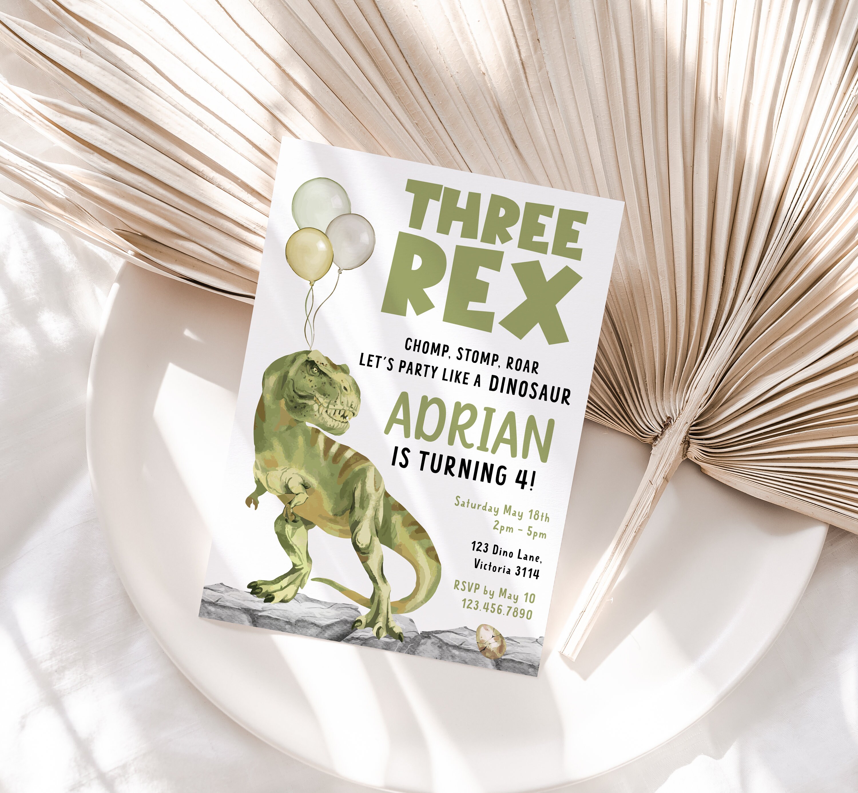 Editable Three Rex Invitation Template Dinosaur Birthday - Etsy Australia