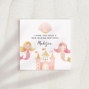 Princess Mermaid Card, Template DIY Printable Cute Editable Birthday ...