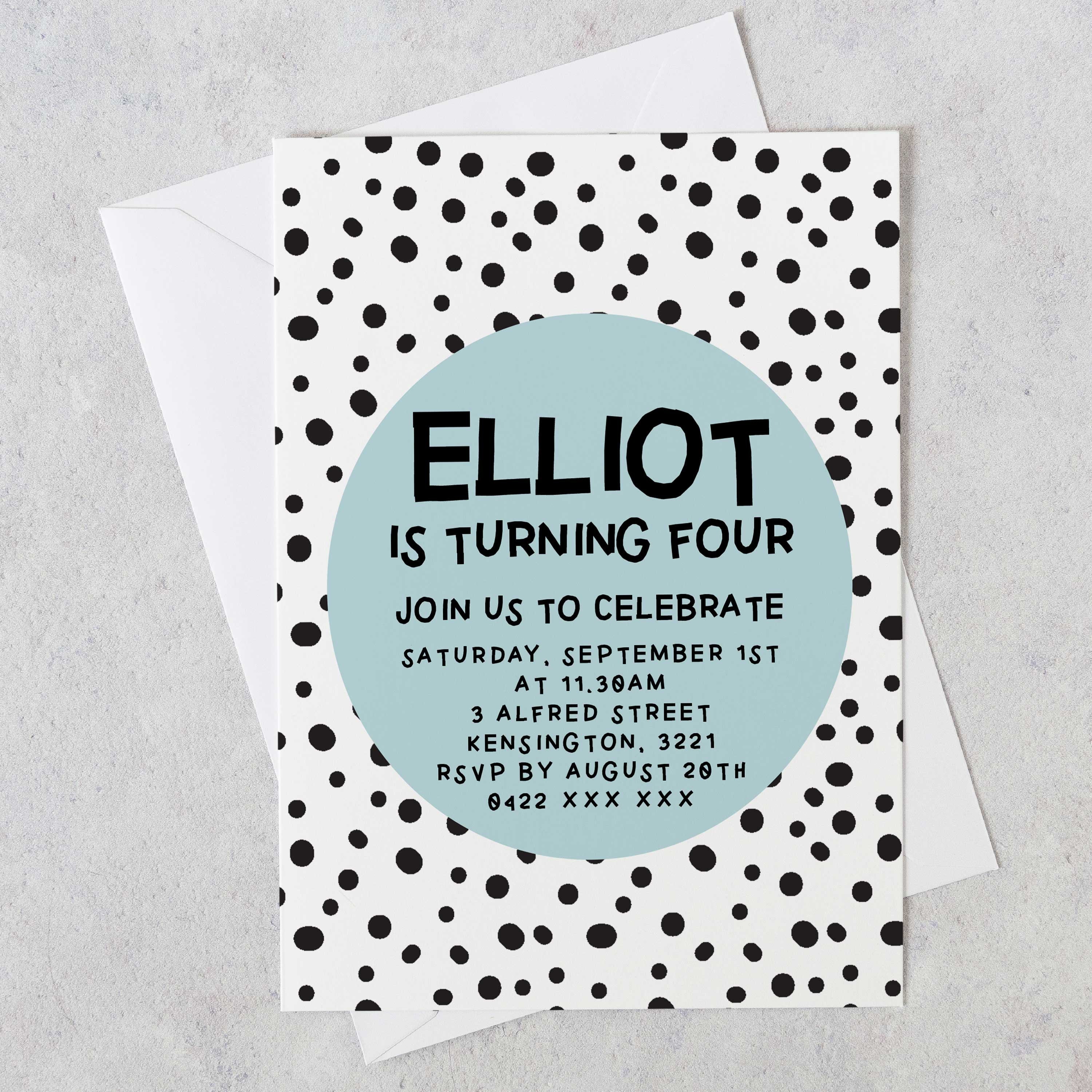 Blue Polka Dot Invitation Templates