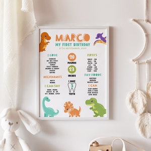 Editable Dinosaur Milestone Birthday Poster, Printable Dino Birthday ...