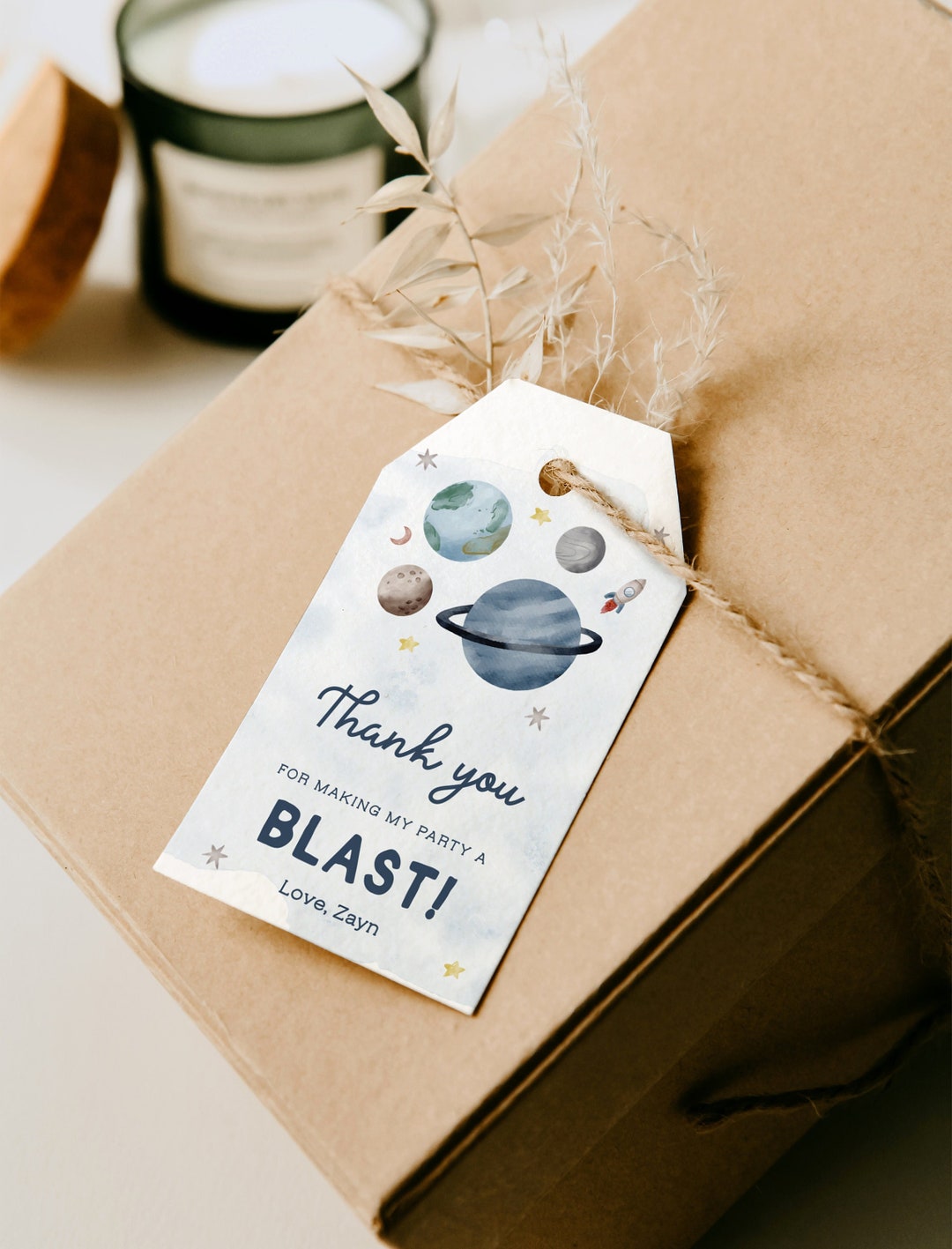 Editable Outer Space Favor Tags Space Birthday Thank You Label ...