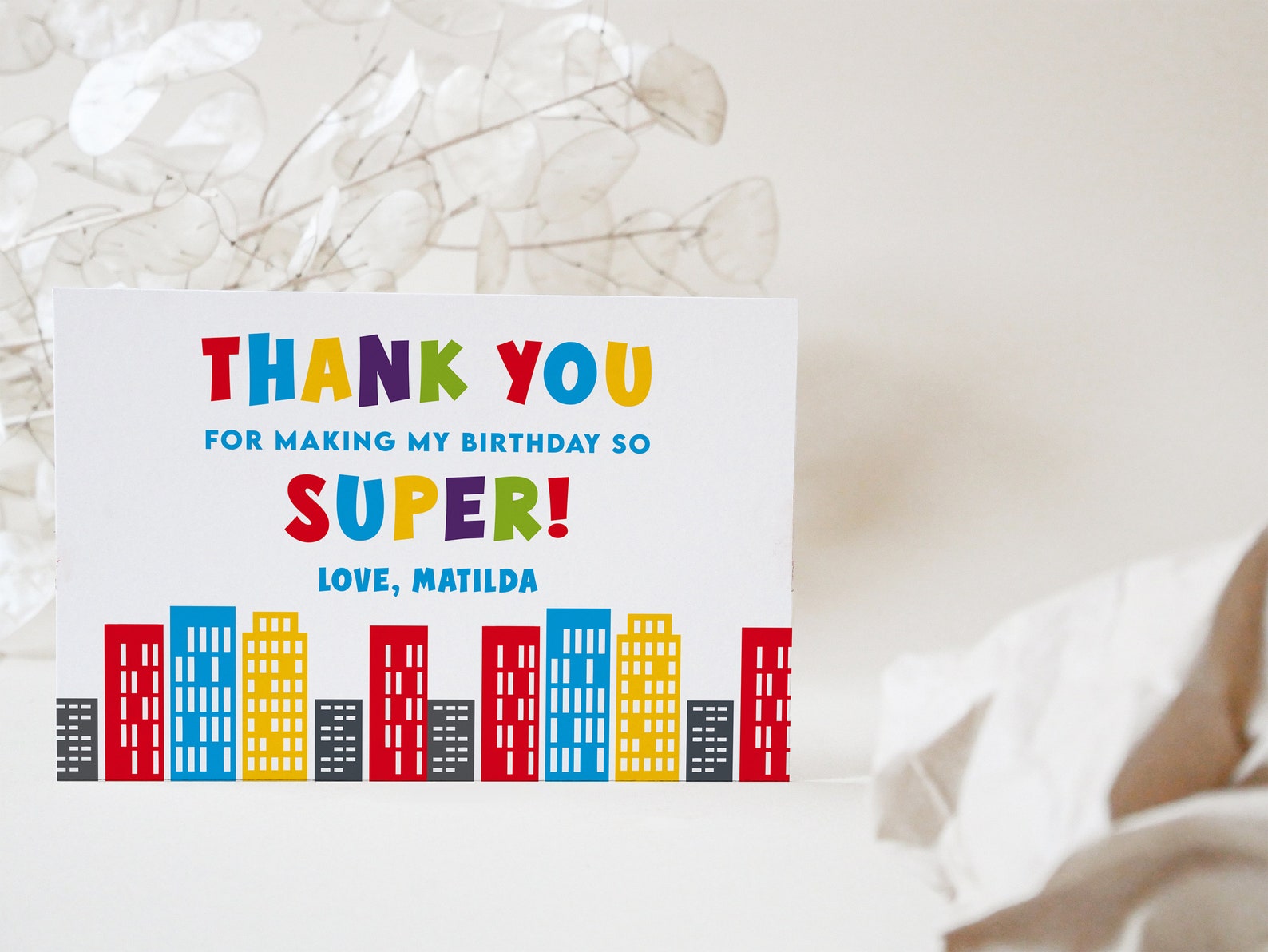 Superhero Thank You Card Template, Editable Boys Comic Book Birthday ...