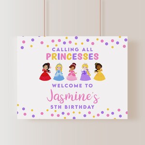 Editable Welcome Sign for Kids - Princess Colorful DIY Printable ...