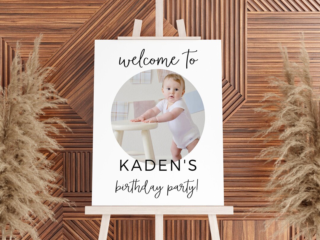 Welcome Poster With Photo, Editable Modern Minimalist Kids Birthday ...