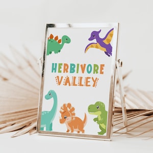 Dinosaur Birthday Party Sign, Herbivore Valley Food Table Sign ...