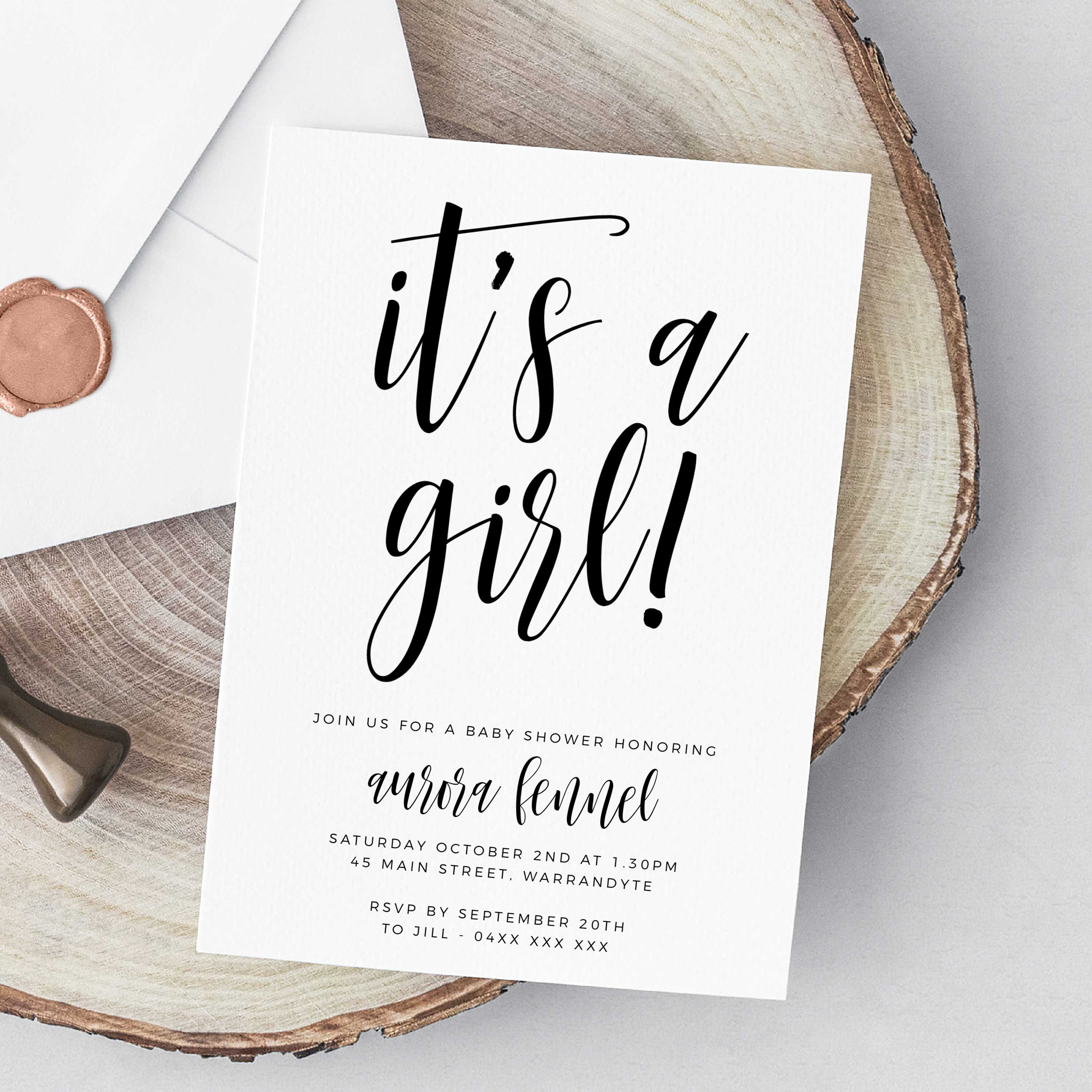 Modern Baby Shower Invitation INSTANT DOWNLOAD Template Minimalist Baby ...
