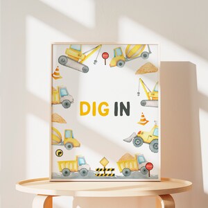 Dig in Construction Birthday Sign, Food Table Sign, Construction Truck ...