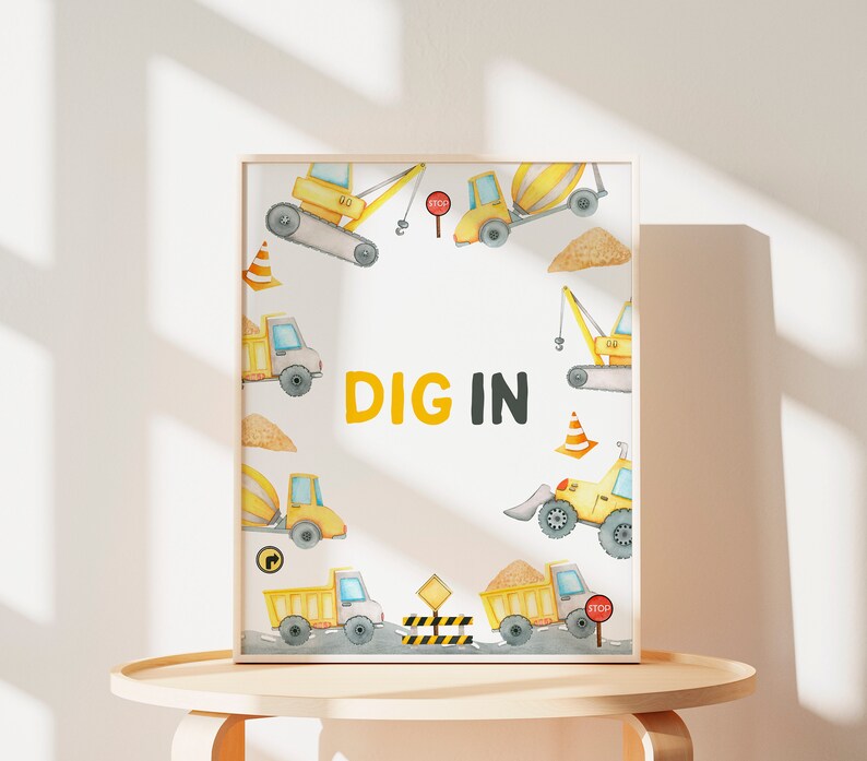 Dig in Construction Birthday Sign Food Table Sign - Etsy