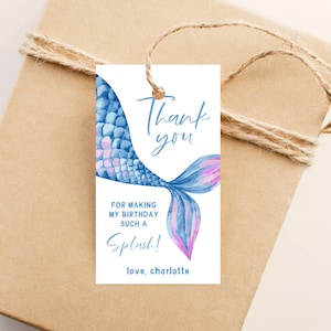Mermaid Birthday Favor Tags Editable Mermaid Favor Tag Template ...