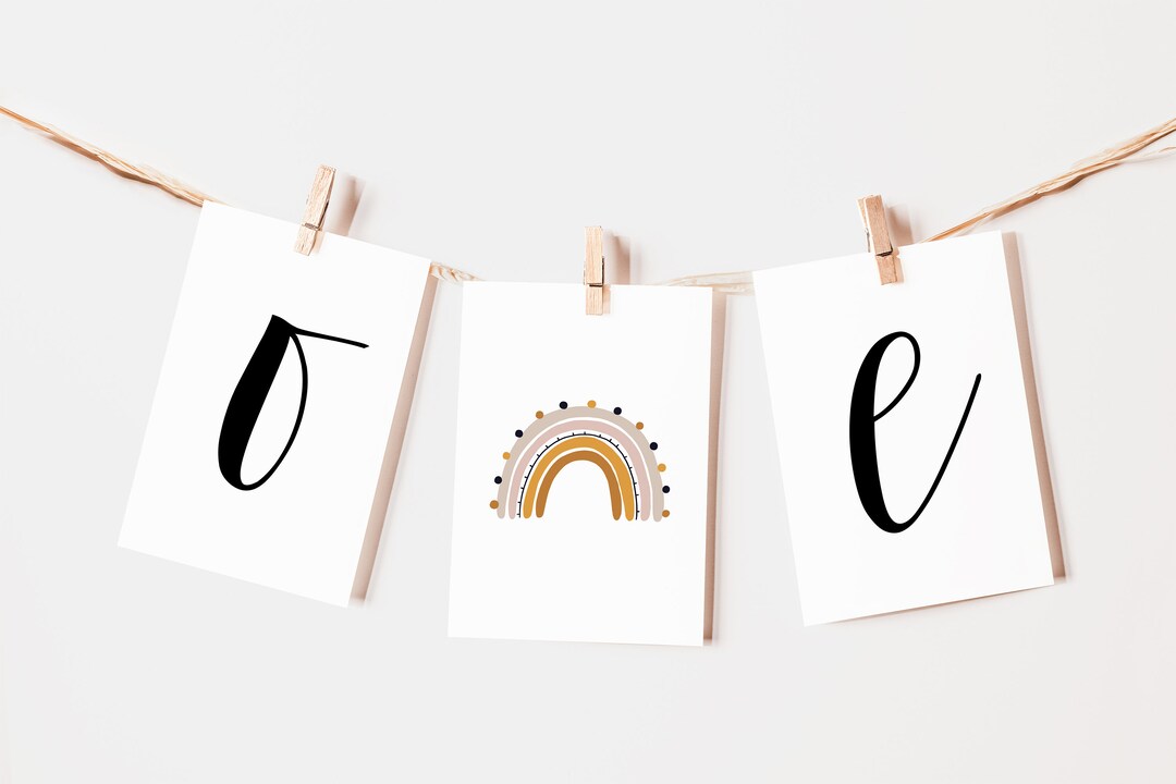 Editable Boho Rainbow Banner First Birthday Editable Modern Rainbow ...