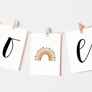 Editable Boho Rainbow Banner First Birthday Editable Modern Rainbow ...