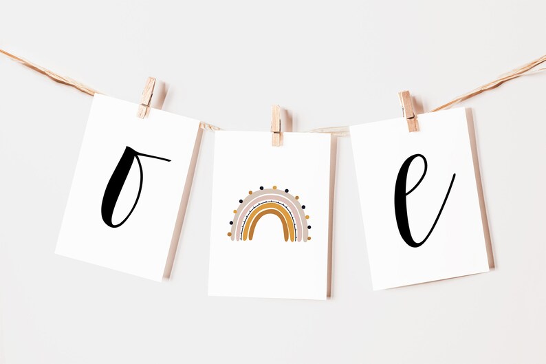 Editable Boho Rainbow Banner First Birthday Editable Modern - Etsy
