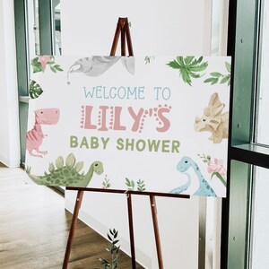Dinosaur Baby Shower Welcome Sign, Editable Template Printable Instant ...