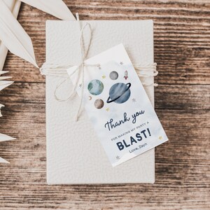 Editable Outer Space Favor Tags Space Birthday Thank You Label ...