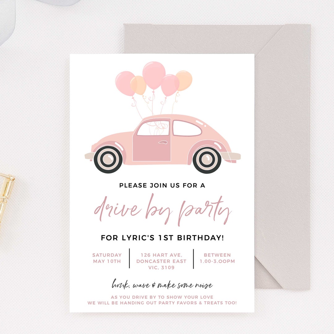 Drive by Birthday Invitation INSTANT DOWNLOAD Virtual Party Invite ...