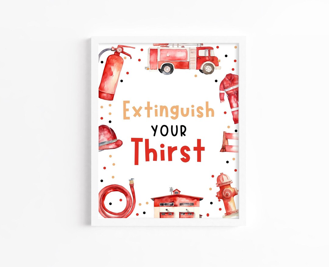 Fireman Party Table Sign, Editable Template Printable Instant Download ...