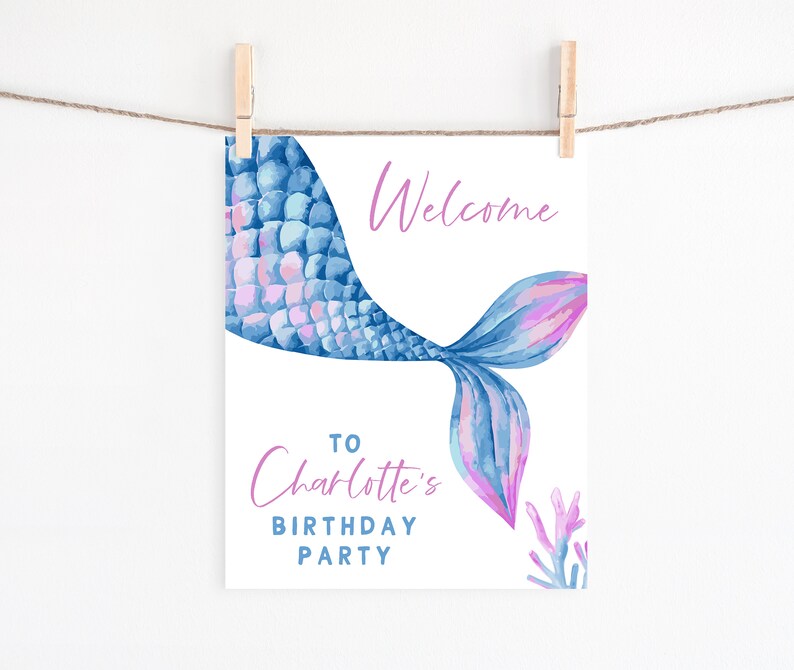 Mermaid Party Sign Welcome Mermaids Birthday Party Sign Under - Etsy ...