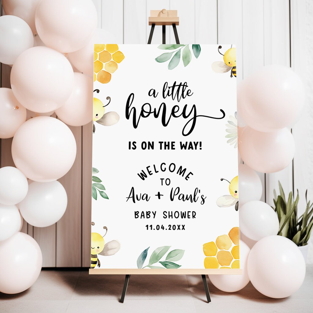 Honey Bee Welcome Sign, Editable Template Printable Instant Download ...