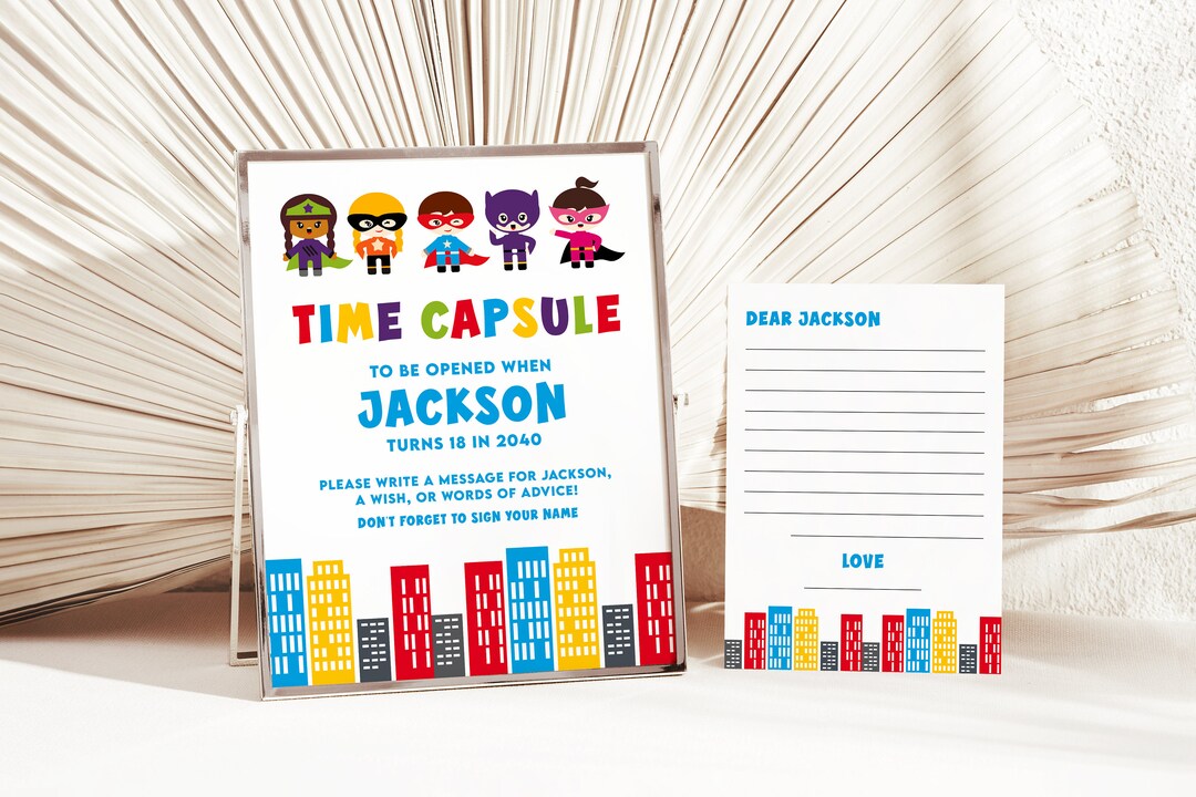 Time Capsule Template, Boys Superhero Comic Book DIY Editable Printable ...