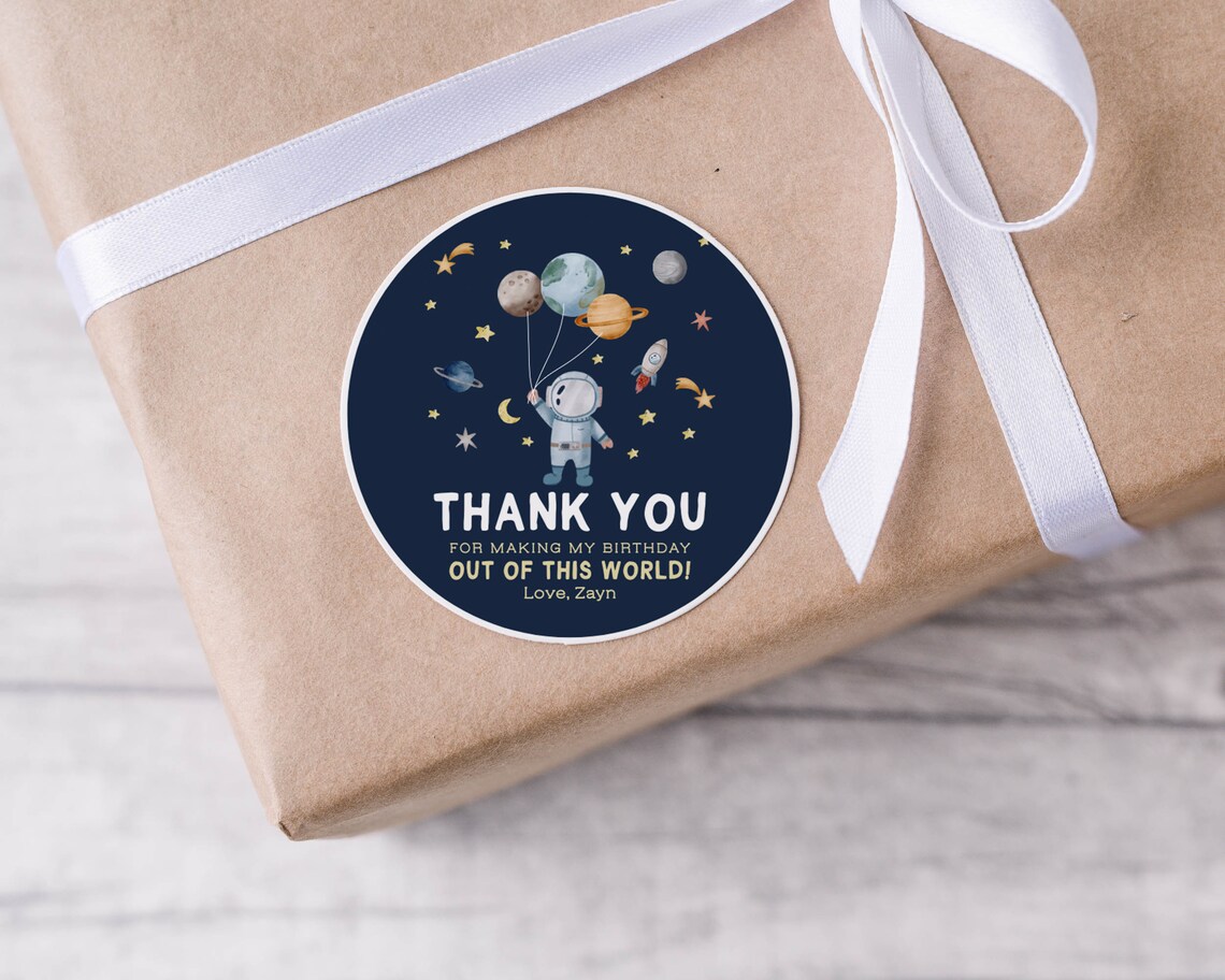 Editable Outer Space Favor Tags Space Birthday Thank You Tag Label ...