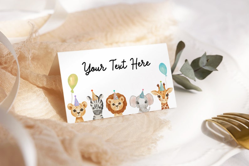 Jungle Safari Animals Place Card Editable Template Tent Cards - Etsy ...