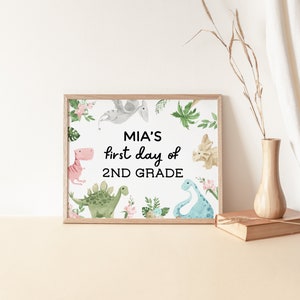 First Day of School Sign - Dinosaur Editable Template, Instant Download ...