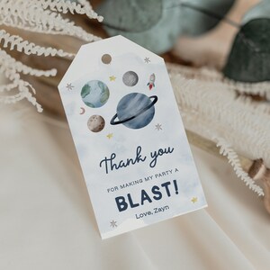 Editable Outer Space Favor Tags Space Birthday Thank You Label ...