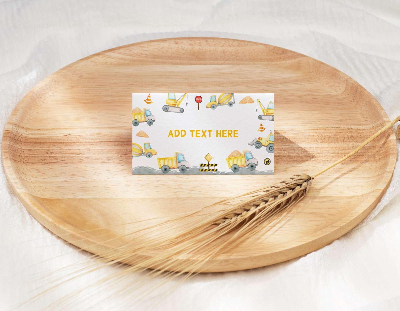 Construction Birthday Party Place Card Template, Construction Menu Card ...