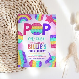 Pop It Birthday Invitation Template, Printable Instant Download Kids ...