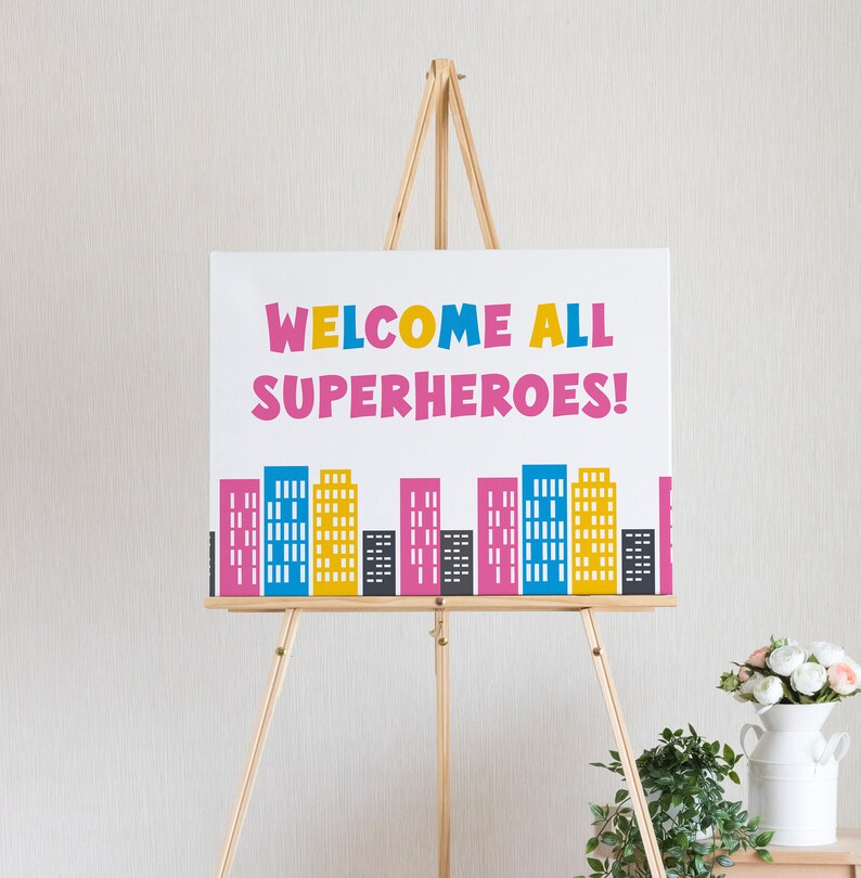 Superhero Welcome Sign, Editable Birthday Template Printable Instant ...