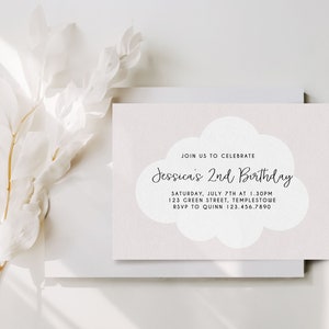 Editable Cloud Birthday Party Invitation Download Printable Digital ...