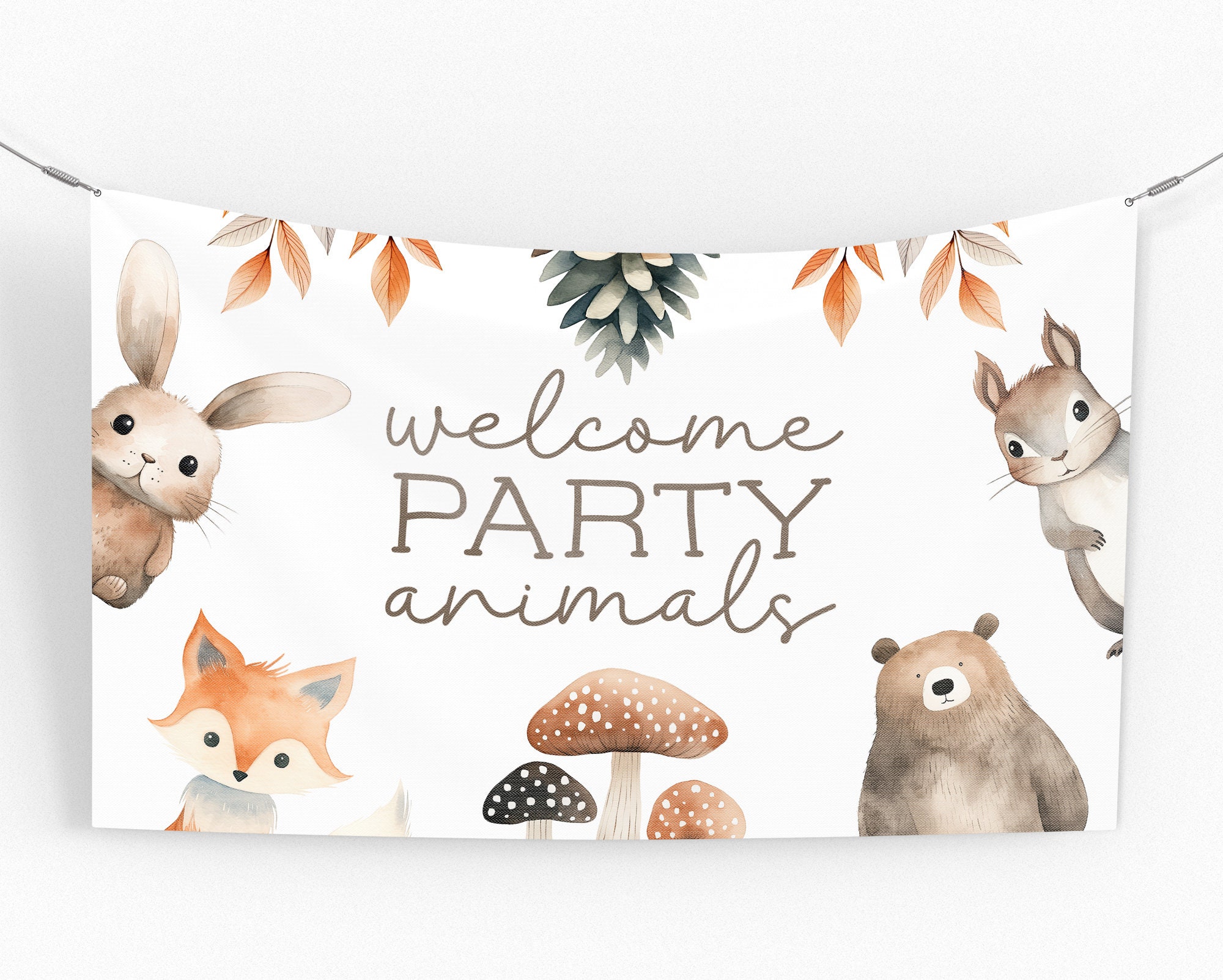 Forest Backdrop Banner, Party Animals Woodland 30x40 40x50 Editable ...