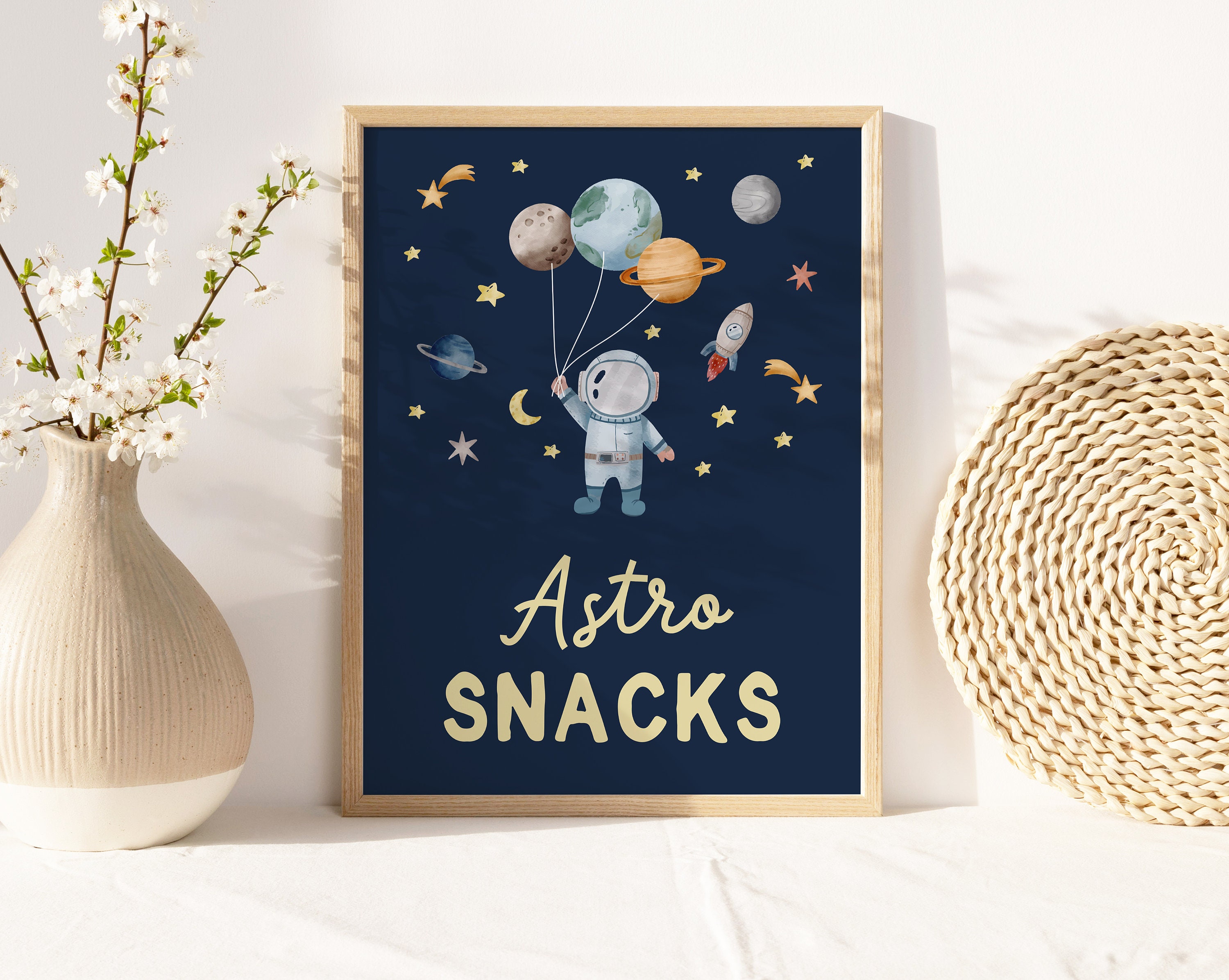 Astro Snacks Space Party Sign Outer Space Birthday Sign Astronaut ...