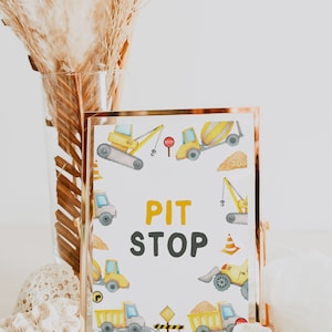 Construction Themed Party Sign Editable Template, Personalized Pit Stop ...