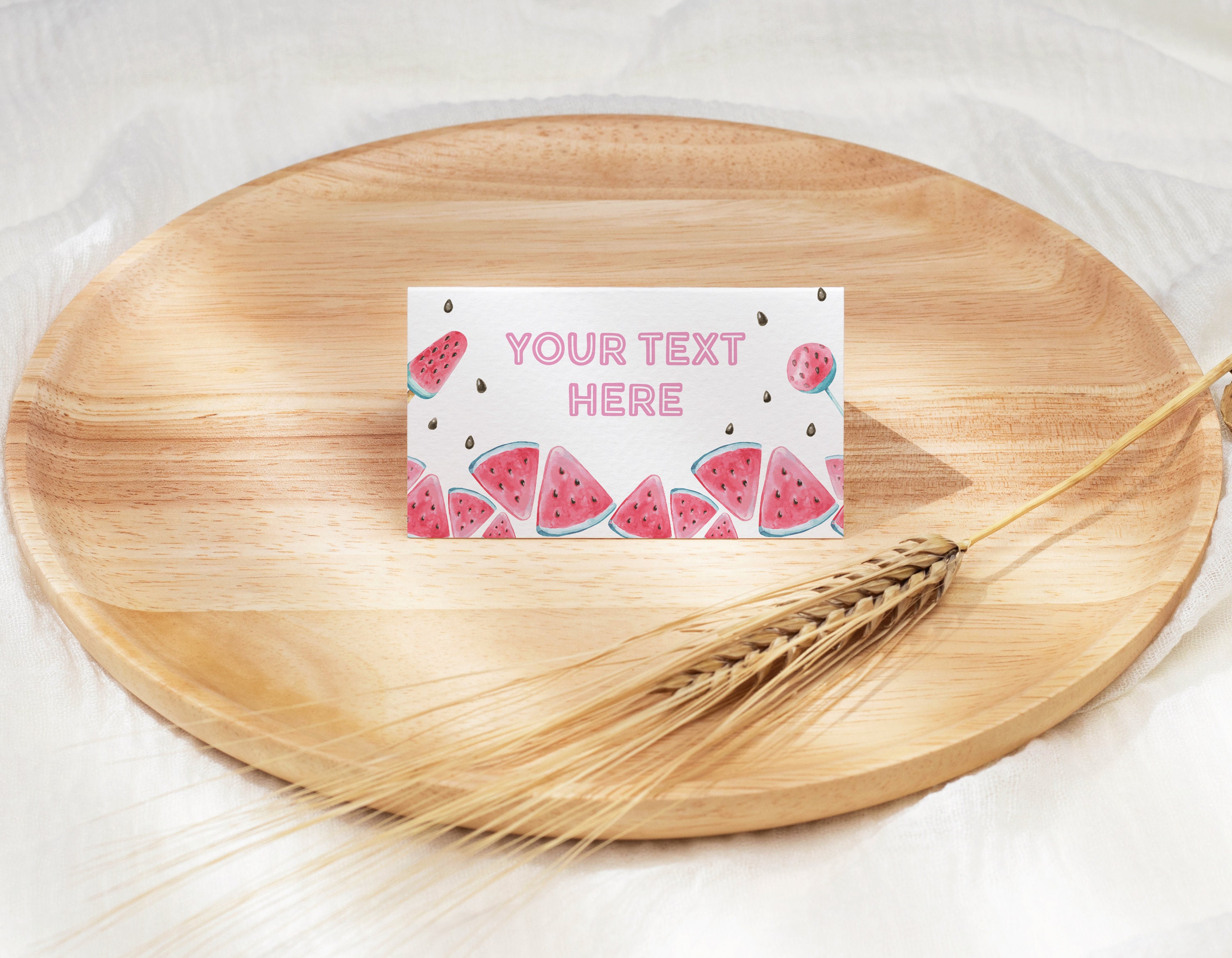 Place Card Labels, Editable Printable Watermelon Buffet Signs Kids 1st ...