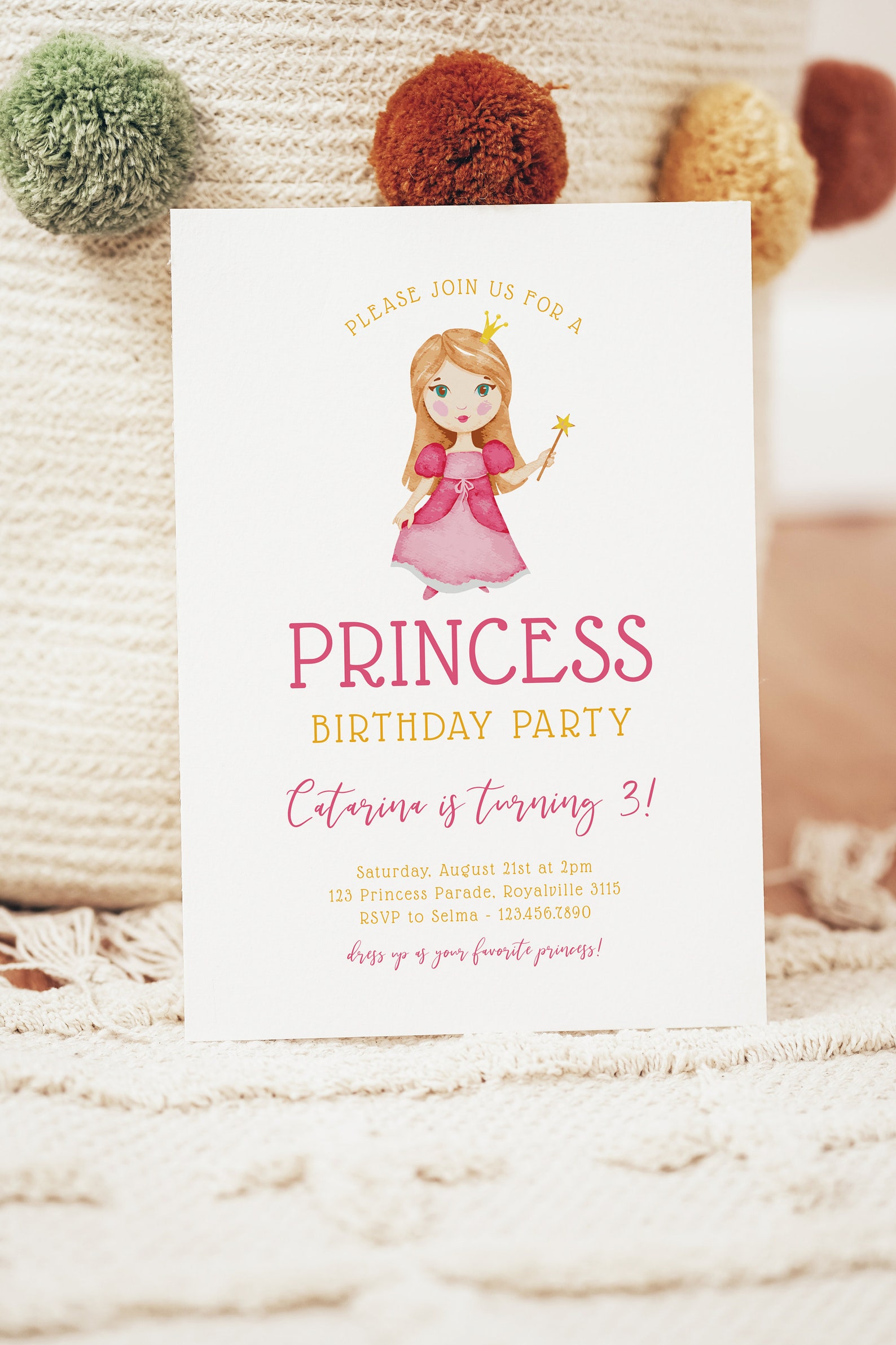Editable Princess Invitation Template, Instant Download Printable ...