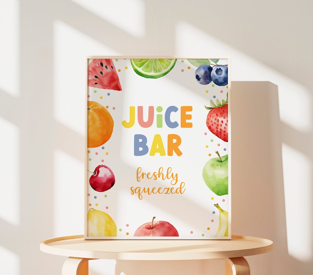 Juice Bar Drinks Sign, 8x10 Tutti Fruity Editable Template Printable ...