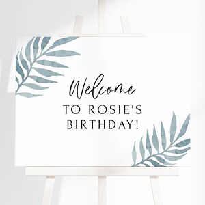 Modern Welcome Sign, Palm Leaf Botanical Watercolor Entrance Poster ...